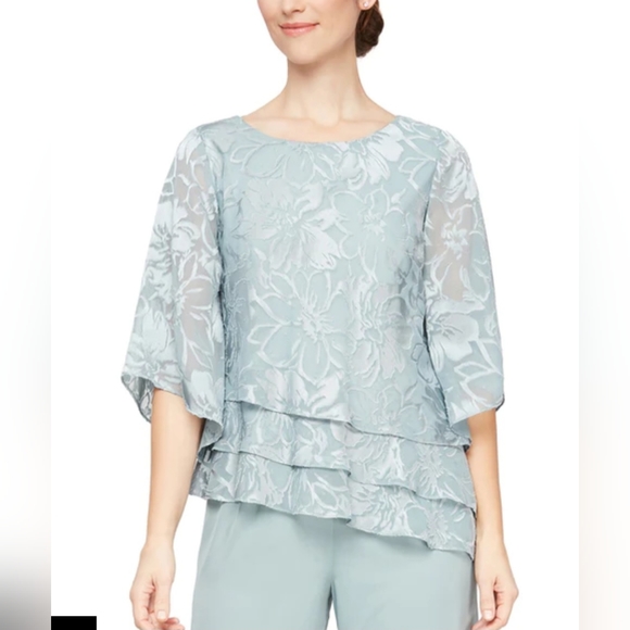 Alex Evenings | Tops | Alex Evenings Womens Triple Tier Hem Blouse ...